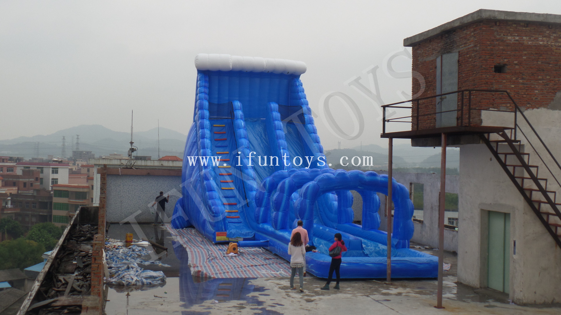 Blue Crash Inflatable Water Slide / Inflatable Water Slide with ...