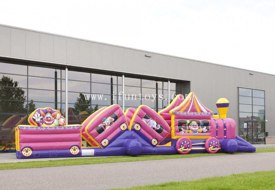 inflatable circus theme train obstacle entrance tunnel /giant ...