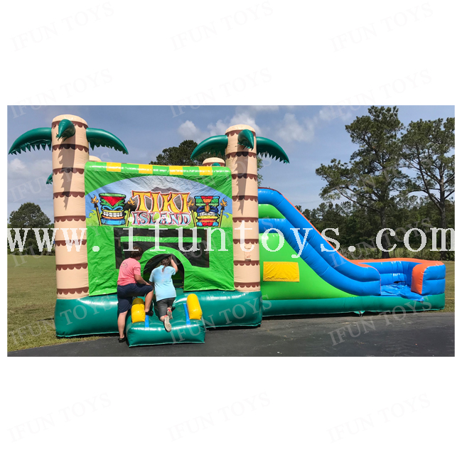 Tropical Inflatable Tiki Island Combo Bounce House with Wet Or Dry ...